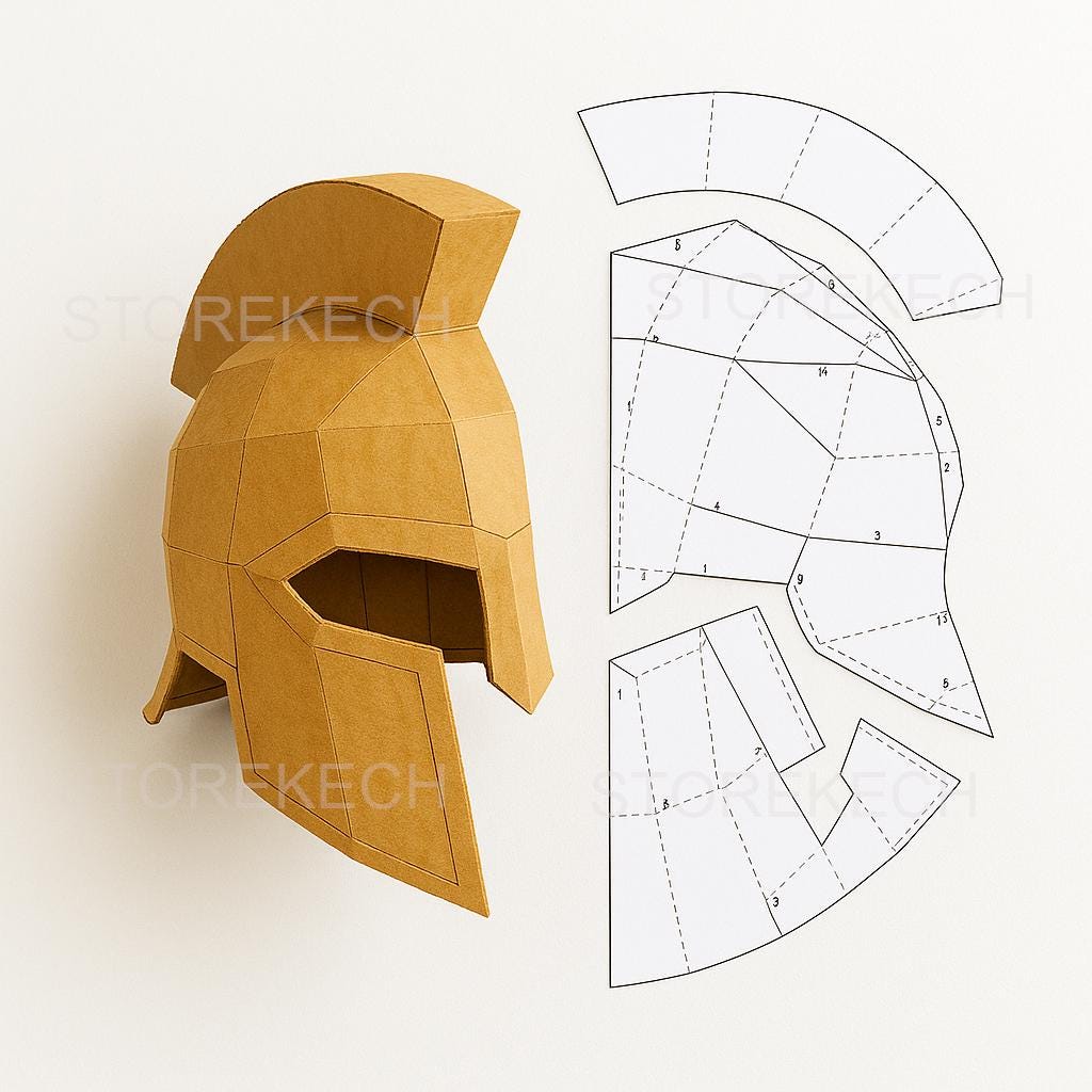 DIY Spartan Helmet – Leonidas Cardboard Template | Printable Papercraft ...