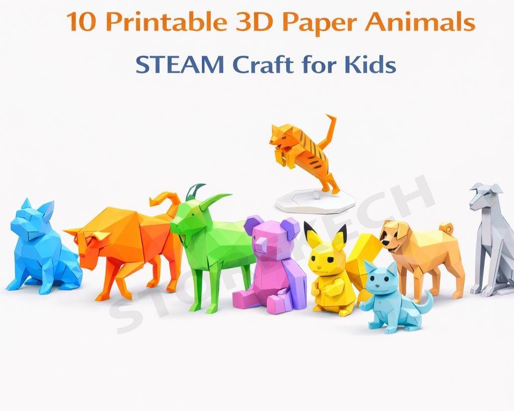 3D Paper Animals Templates for Kids | 10 STEAM Papercraft Projects ...