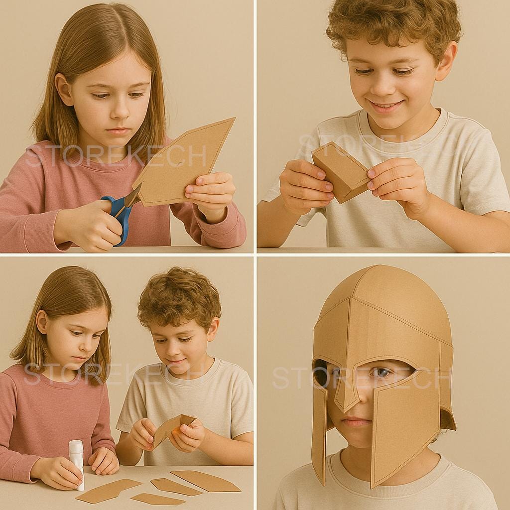 3D Spartan Helmet Papercraft Template: DIY Cosplay Mask (PDF ...