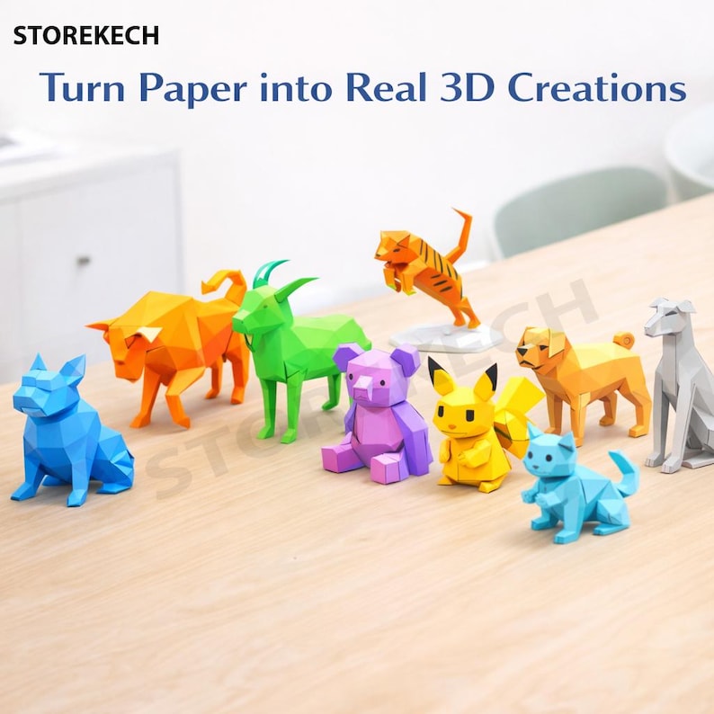 3D Paper Animals 10 Templates for Kids | 10 STEAM Papercraft Projects ...