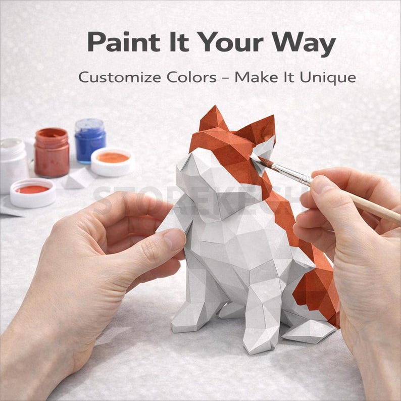 Low Poly Bulldog Papercraft | DIY Dog Model, Modern Decor (printable ...