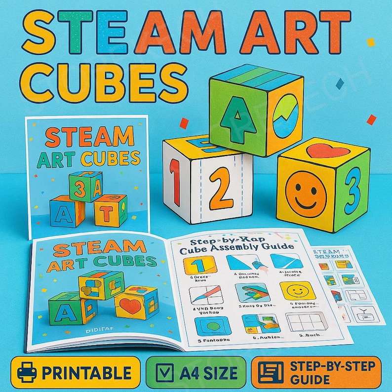 STEAM Art Cube Printable Kit: Educational 3D Paper Cubes (PDF Download ...