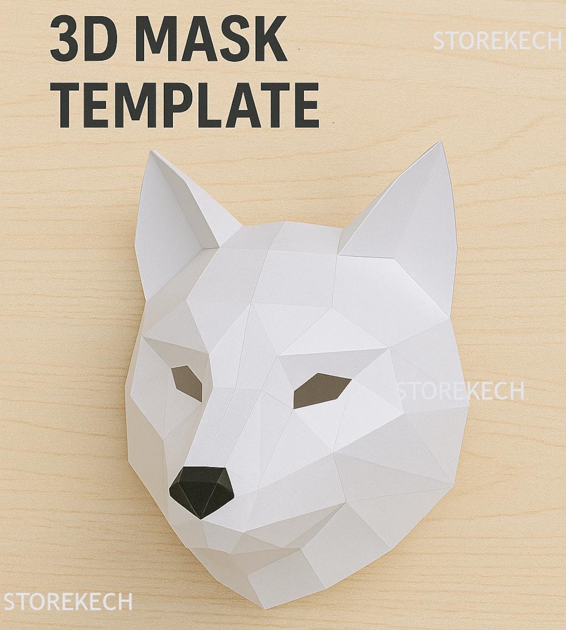 3D Fox Head Mask Template – DIY Papercraft PDF | Printable Animal Wall ...
