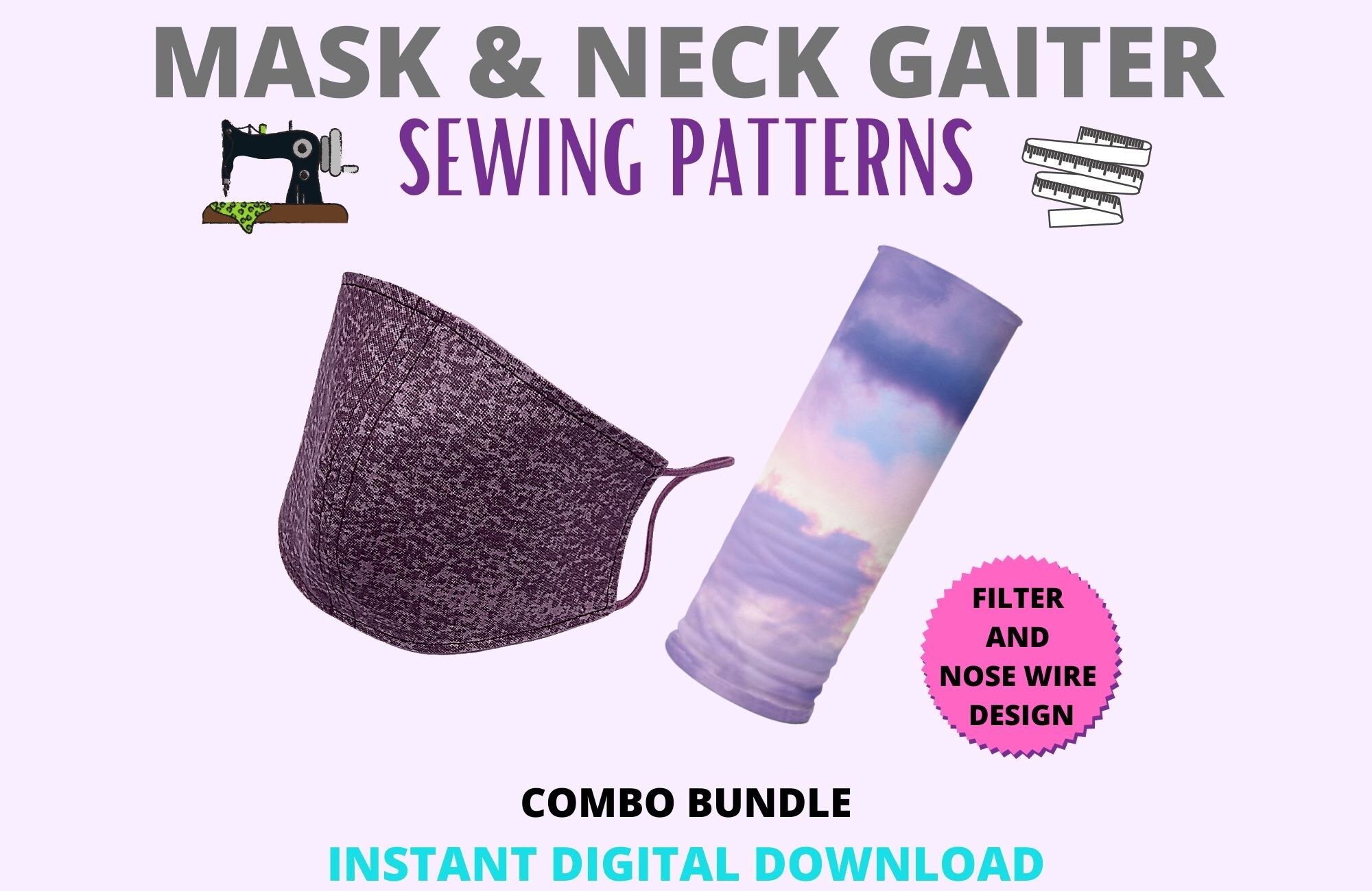 Face Mask Pattern Neck Gaiter Pattern Filter Pocket Nose | Etsy