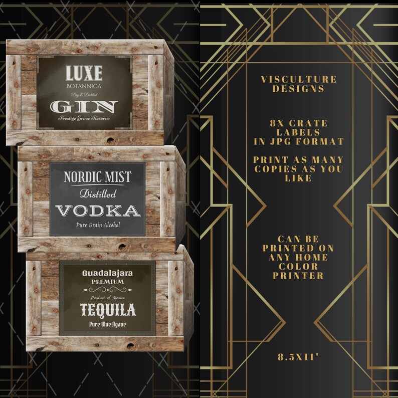 16 Speakeasy Liquor Crate Labels 1920s | Digital Download | Roaring 20s ...