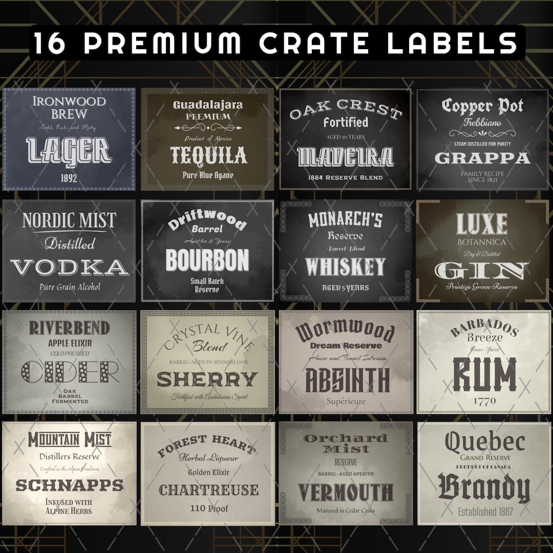 16 Speakeasy Liquor Crate Labels 1920s | Digital Download | Roaring 20s ...
