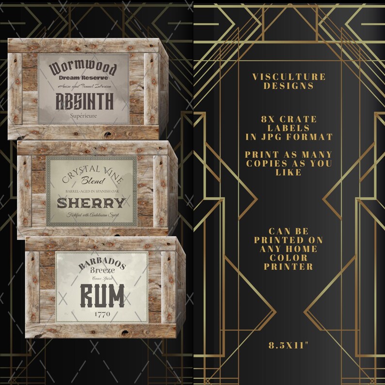 16 Speakeasy Liquor Crate Labels 1920s | Digital Download | Roaring 20s ...
