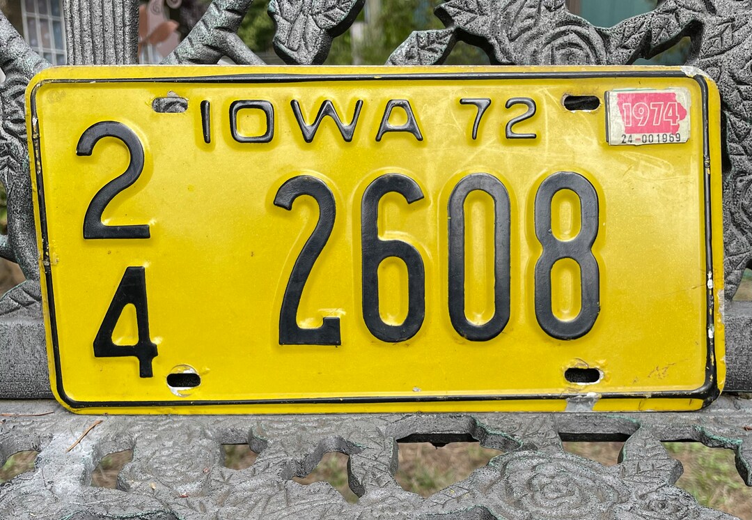 1972 Iowa License Plate With Original 1974 Tag. - Etsy