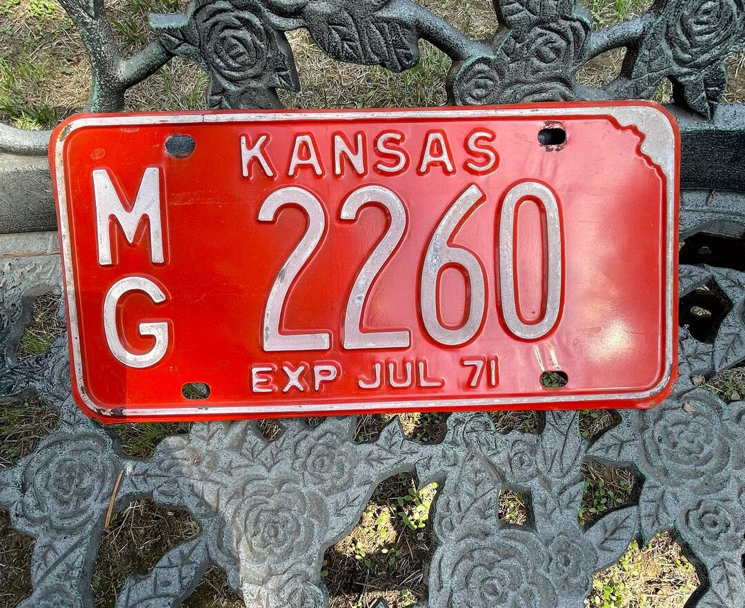 1971 Kansas MG License Plate. - Etsy