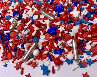 Red White and Blue Star Sprinkles Bulk - Etsy