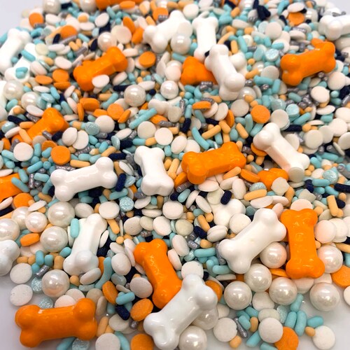 Big Dog Sprinkle Mix Blue Orange White Dog Bone Sprinkles | Etsy