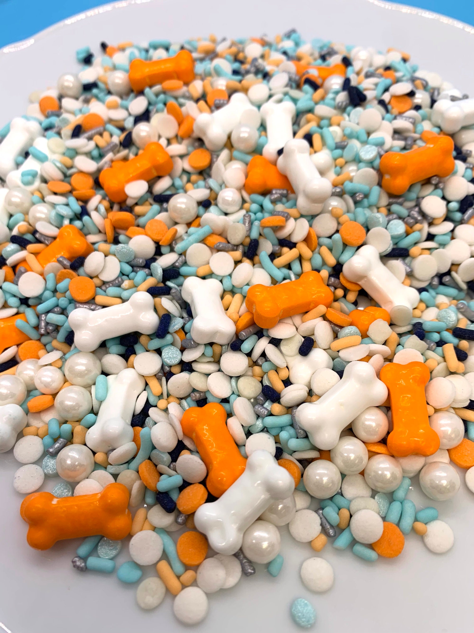 Big Dog Sprinkle Mix Blue Orange White Dog Bone Sprinkles | Etsy