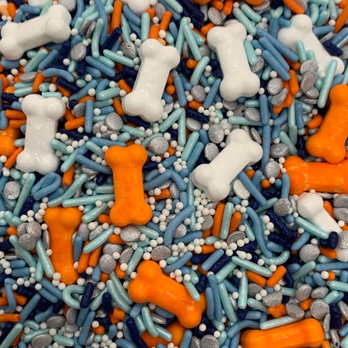 Big Dog Sprinkle Mix Blue Orange White Dog Bone Sprinkles - Etsy