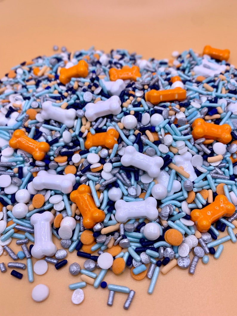 Big Dog Sprinkle Mix Blue Orange White Dog Bone Sprinkles | Etsy