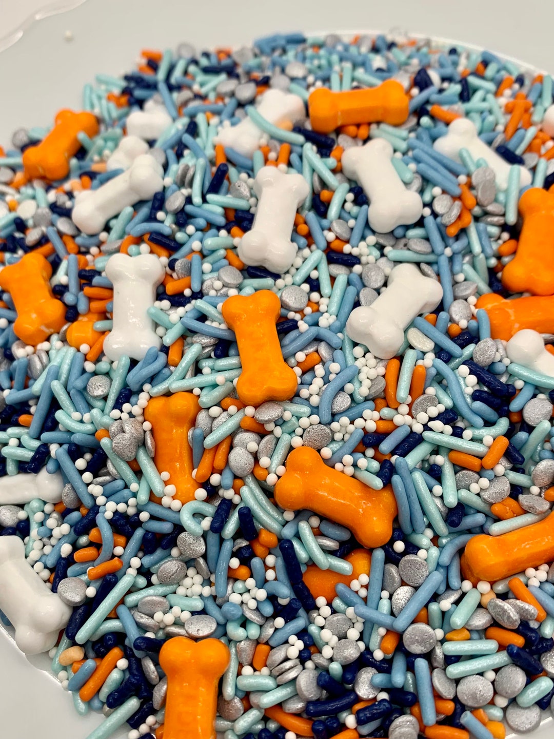 Big Dog Sprinkle Mix, Blue, Orange, White Dog Bone Sprinkles, Dog ...