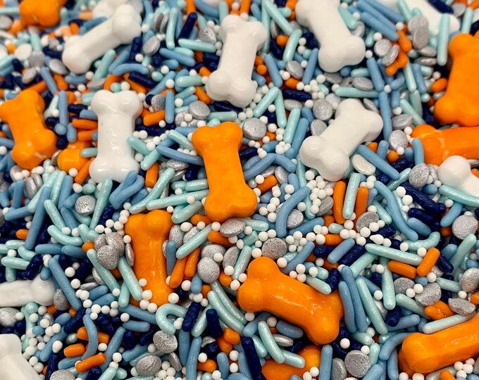 Big Dog Sprinkle Mix, Blue, Orange, White Dog Bone Sprinkles, Dog ...