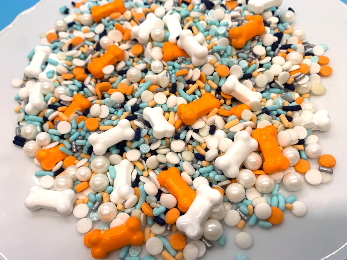 Big Dog Sprinkle Mix Blue Orange White Dog Bone Sprinkles | Etsy