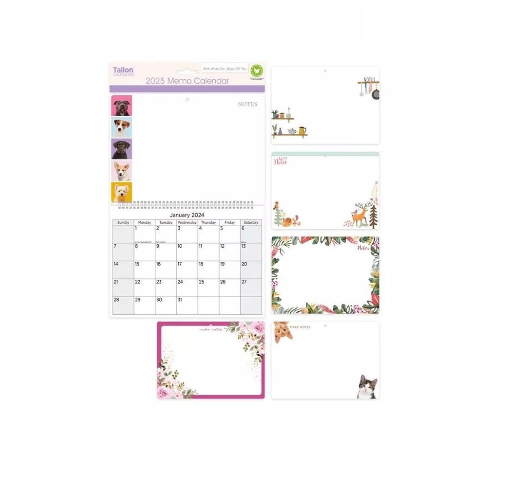 2025 Hanging Wiro Memo Board Wipe off Pen Planner Wall Calendar Family ...