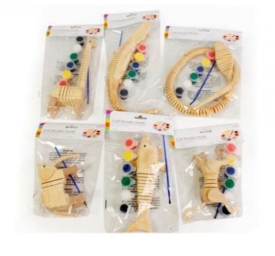 Wooden Wiggle Animals Snake Lion Giraffe Paint & Play Crafts - Etsy