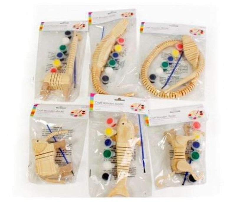 Wooden Wiggle Animals Snake Lion Giraffe Paint & Play Crafts - Etsy