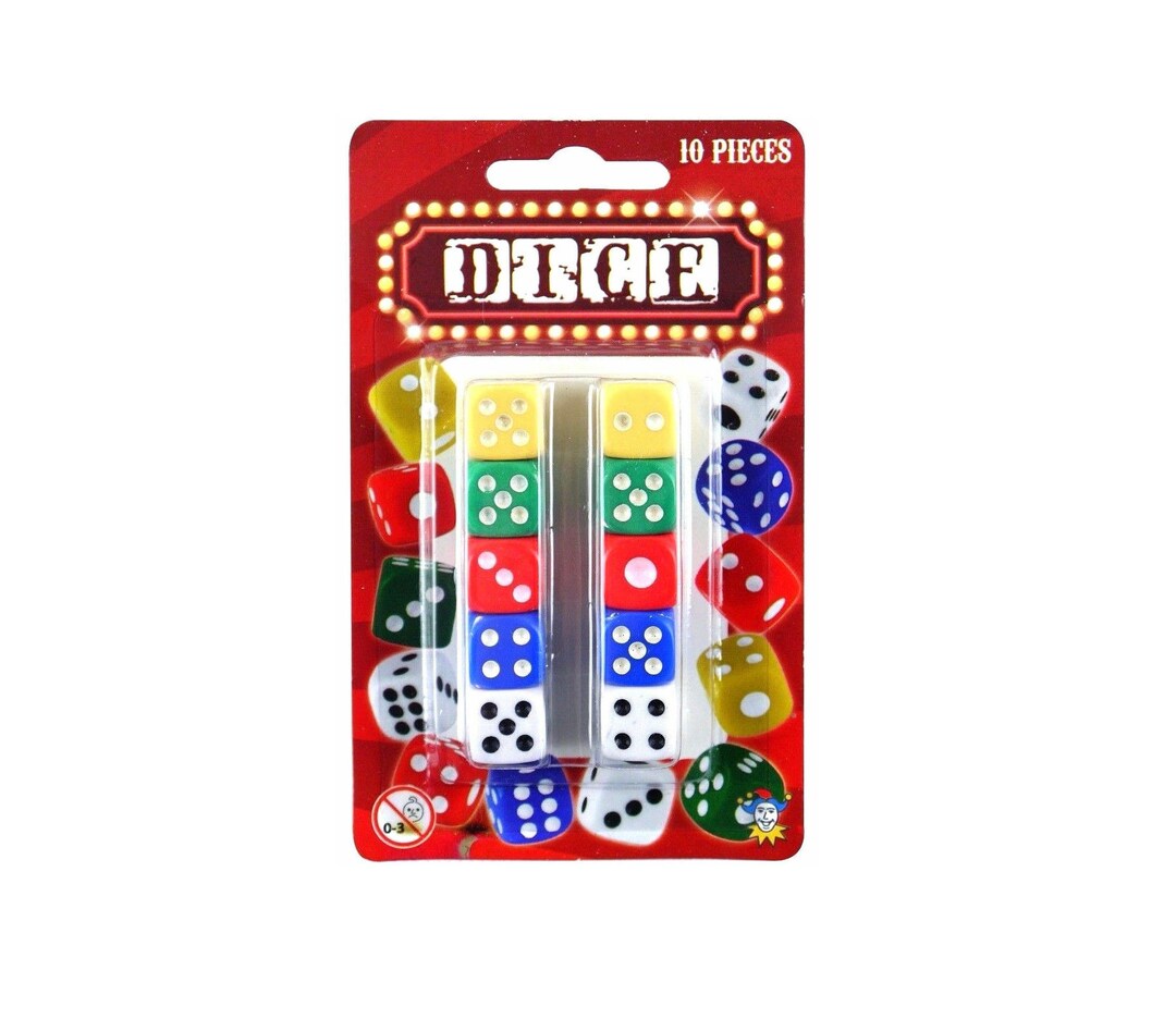 10 Dice Set - Ten Six Sided Replacement Home Casino Dice Playing Games ...