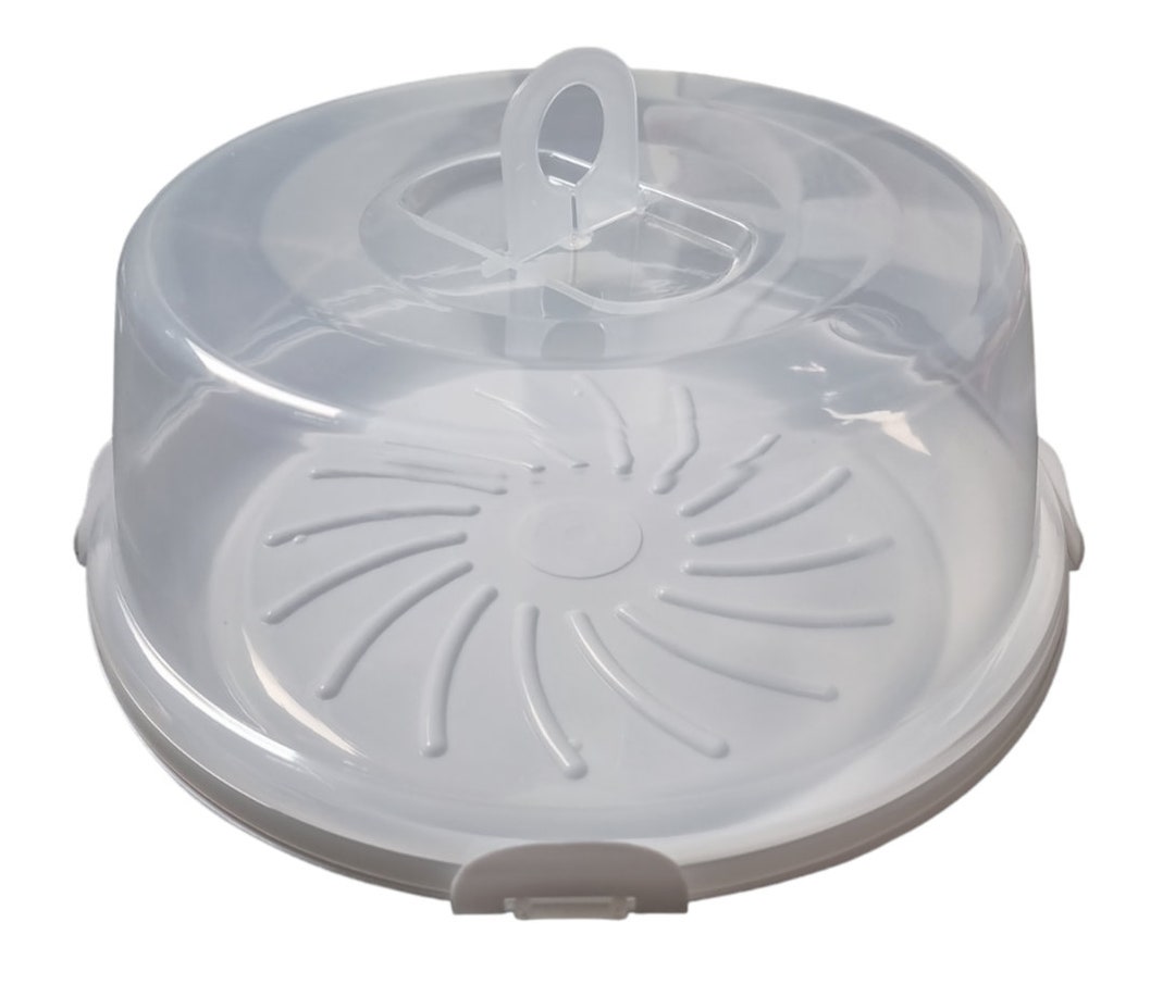 Round Plastic Cake Storage Transporting Carry Box Container Baking ...
