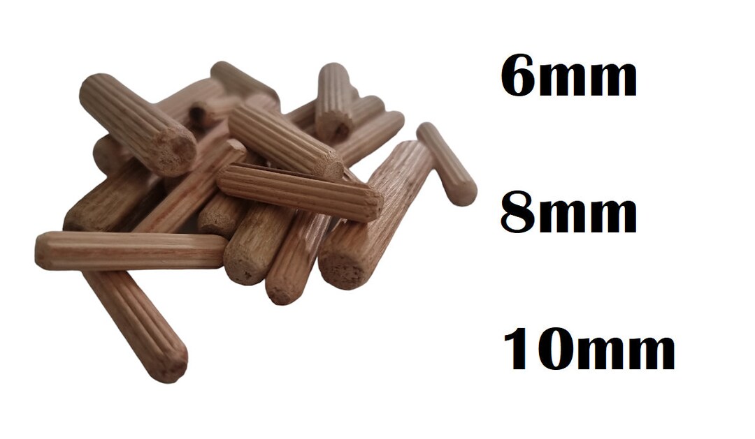 Wooden Dowels 6mm 8mm 10mm Chamfered Fluted Pin Wood Dowels Multipacks ...