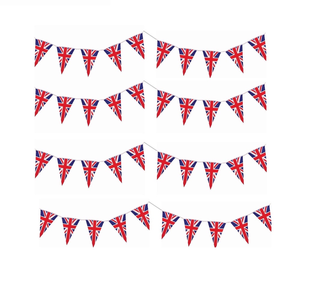 33 Feet 10m Triangle Union Jack Flag Bunting Double Sided Long 20 Flags ...