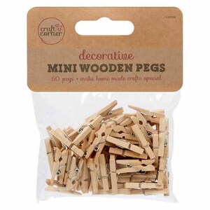 60 Mini Wooden Pegs 25mm Tiny Craft Wedding Hanging Photo Small Clips ...