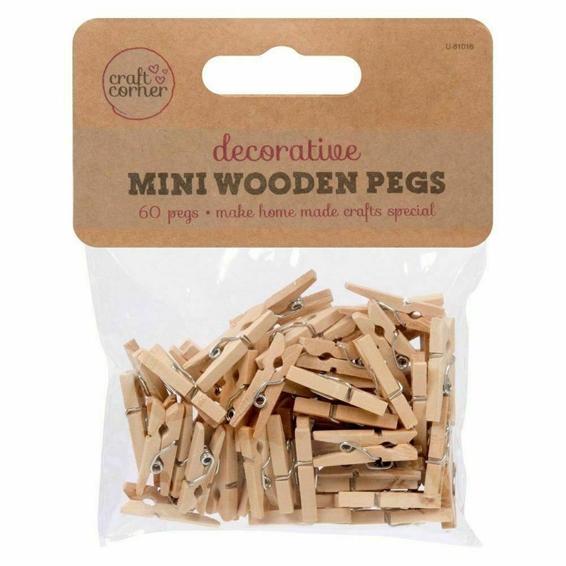 60 Mini Wooden Pegs 25mm Tiny Craft Wedding Hanging Photo | Etsy