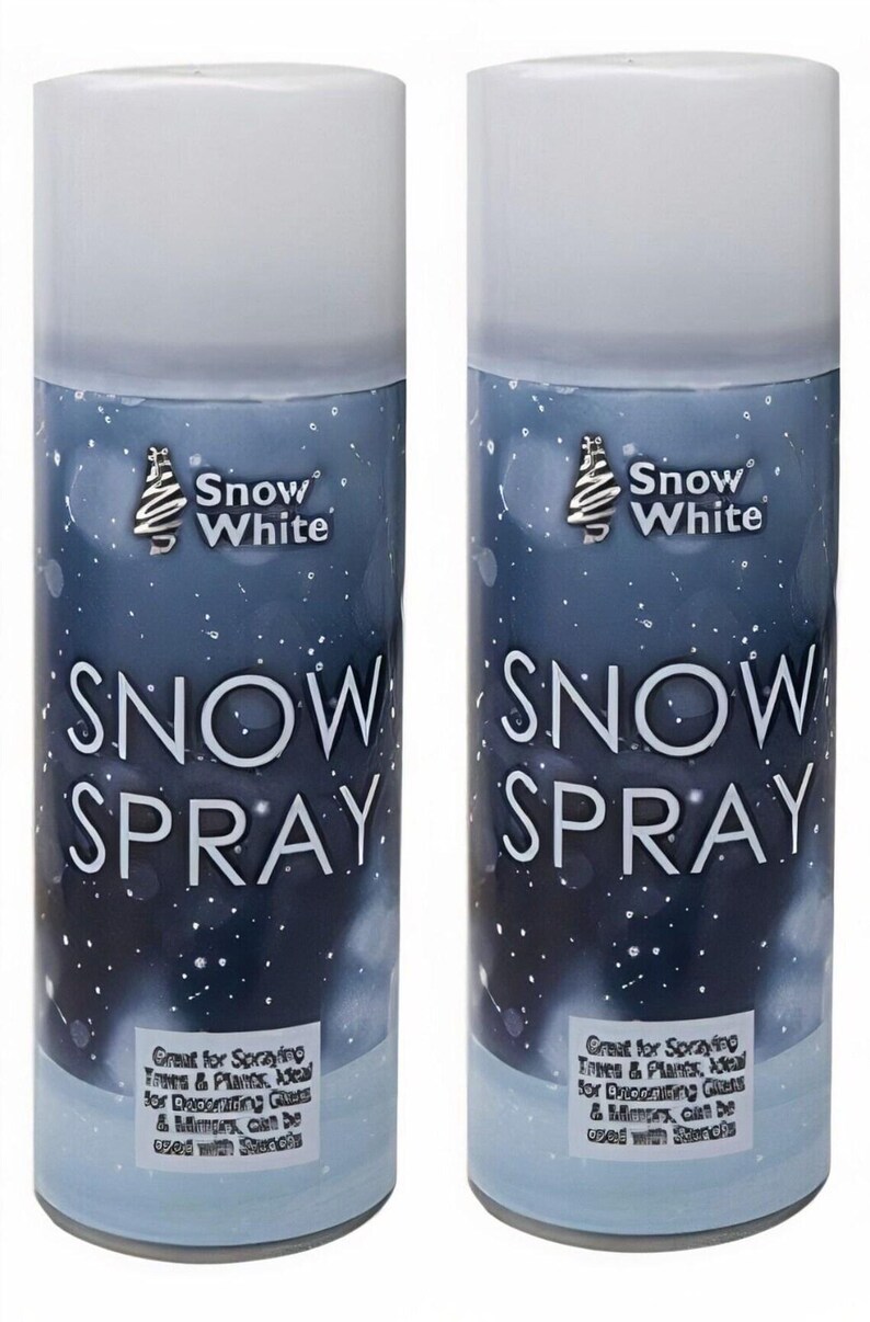 2 Two X CHRISTMAS SNOW SPRAY Can Decoration Artificial Fake Xmas Spray ...