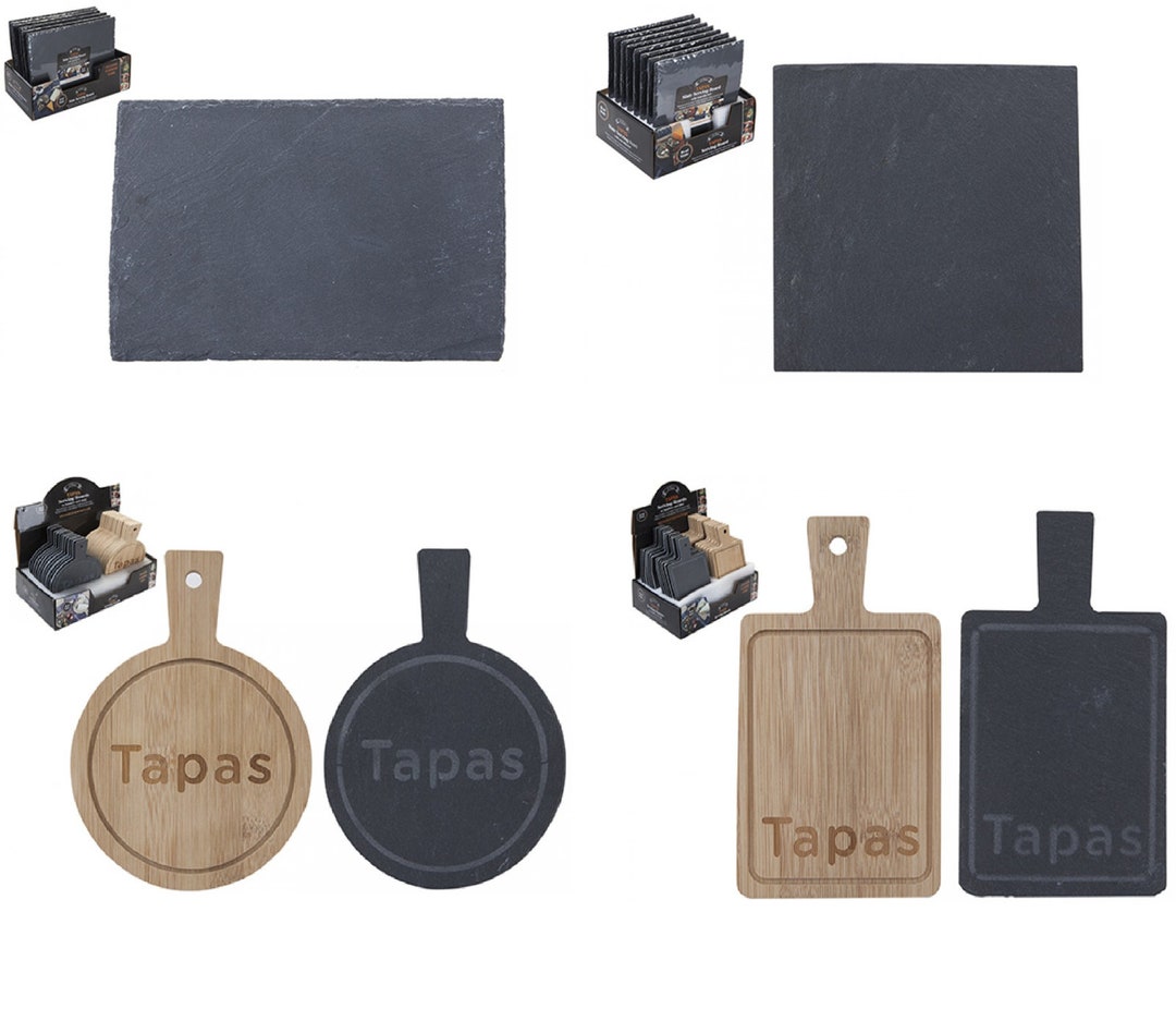 Tapas Boards Slate Bamboo Wood Serving Board Placemats Dinner Party ...