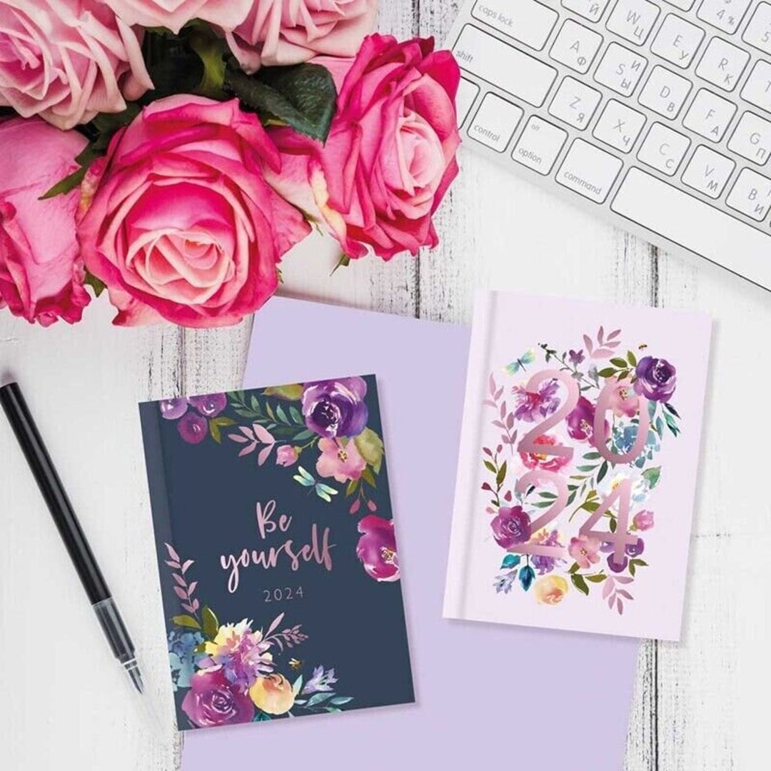 2024 Floral Diary Girls Pocket Cute Hardback Week to View Diaries ...