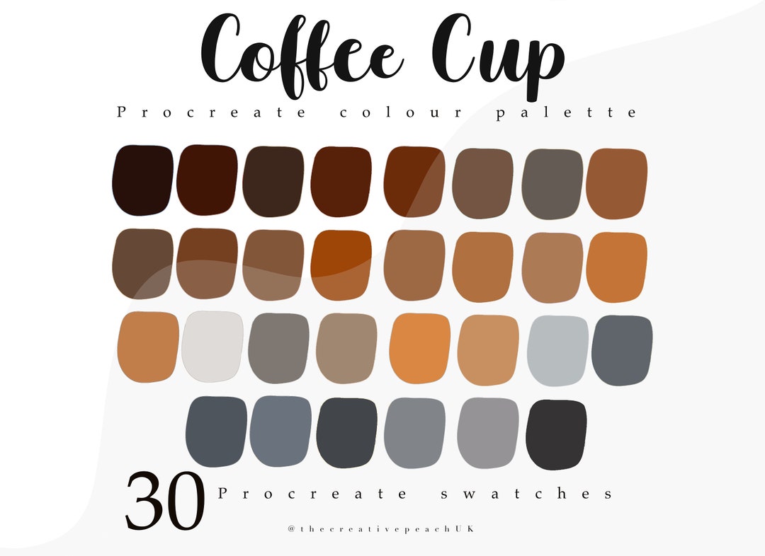 Coffee Cup - 30 Procreate Colour Swatches - Warm and Cool Tones Vintage ...