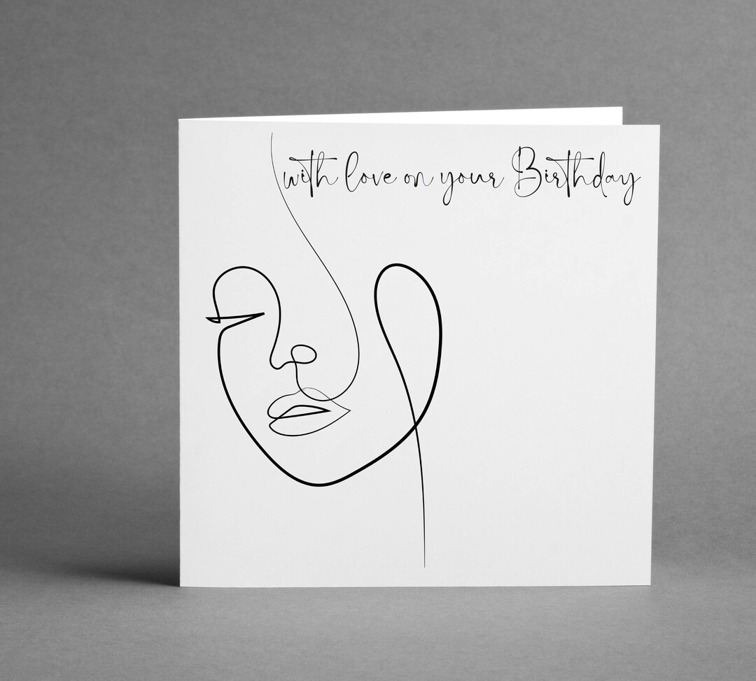 Birthday Card Line Face Card - Etsy