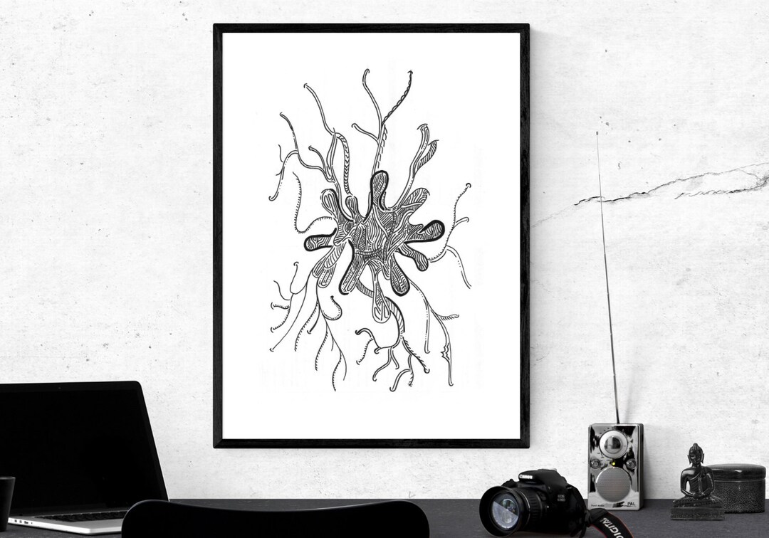 Biological Abstract Art Drawing Pattern Poster Ikea Frame Size - Etsy ...