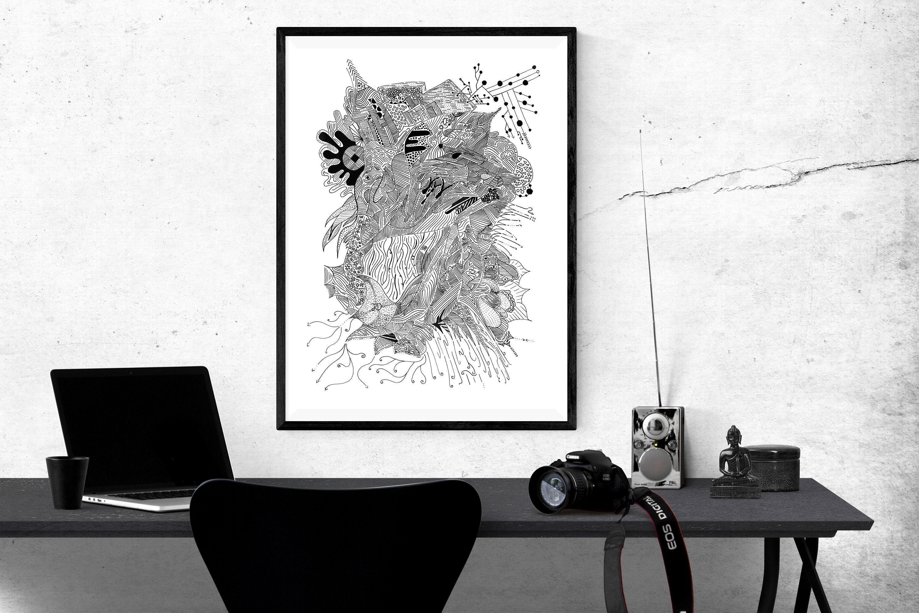 Digital Download Art Poster Pattern Doodle Drawing Book Ink Drawing - Etsy