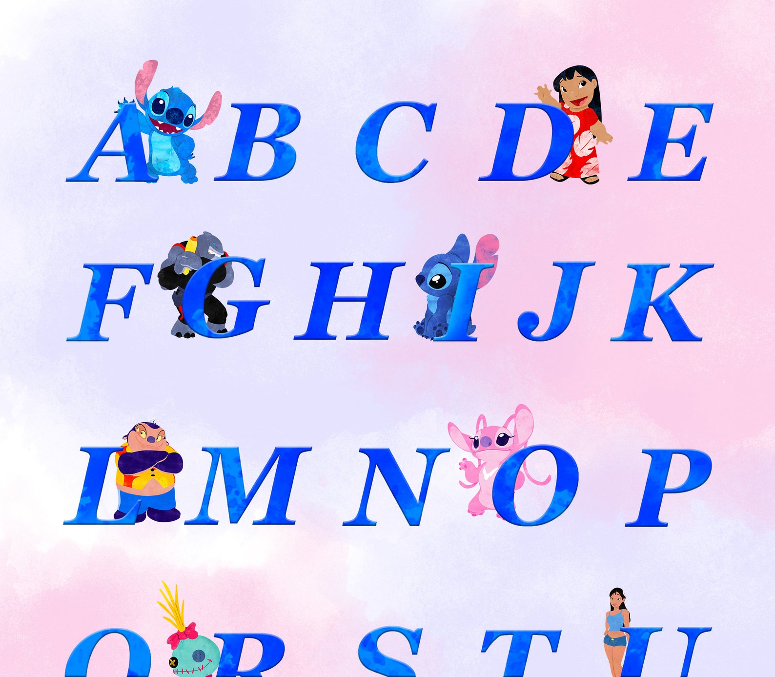 Alphabet Lilo & Stitch Set 3 Images Lilo and Stitch print art | Etsy