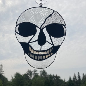 Skull Mirror, Stained Glass Skull With Mirror Eyes, Gothic Art, Made to ...