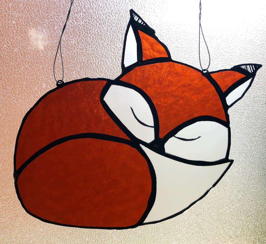 Stained Glass Fox Suncatcher, Fox Window Decor, Wall Hanging, Cute - Etsy