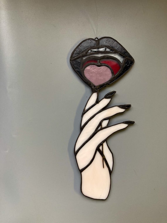 Goth Lips Stained Glass Lips Traditional Tattoo Design - Etsy
