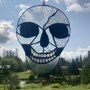 Skull Mirror, Stained Glass Skull With Mirror Eyes, Gothic Art, Made to ...