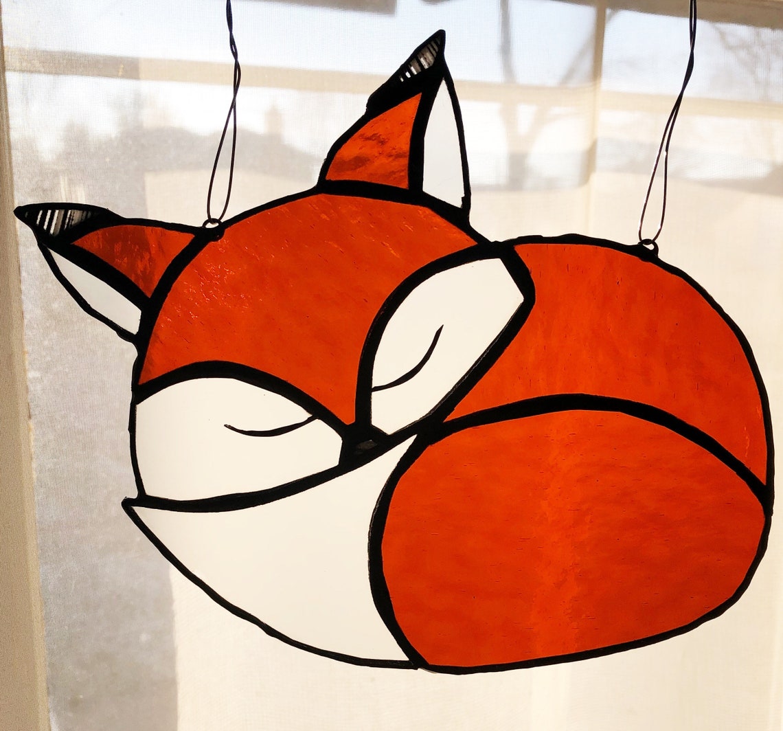 Stained Glass Fox Suncatcher Fox Window Decor Wall Hanging - Etsy