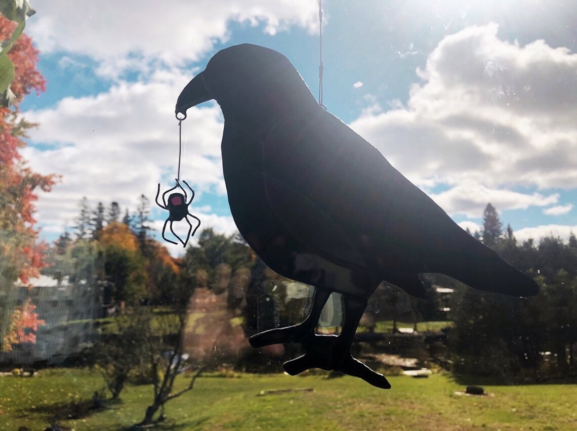 Pattern, Crow Stained Glass, *instant Download* PDF, Suncatcher, Raven ...