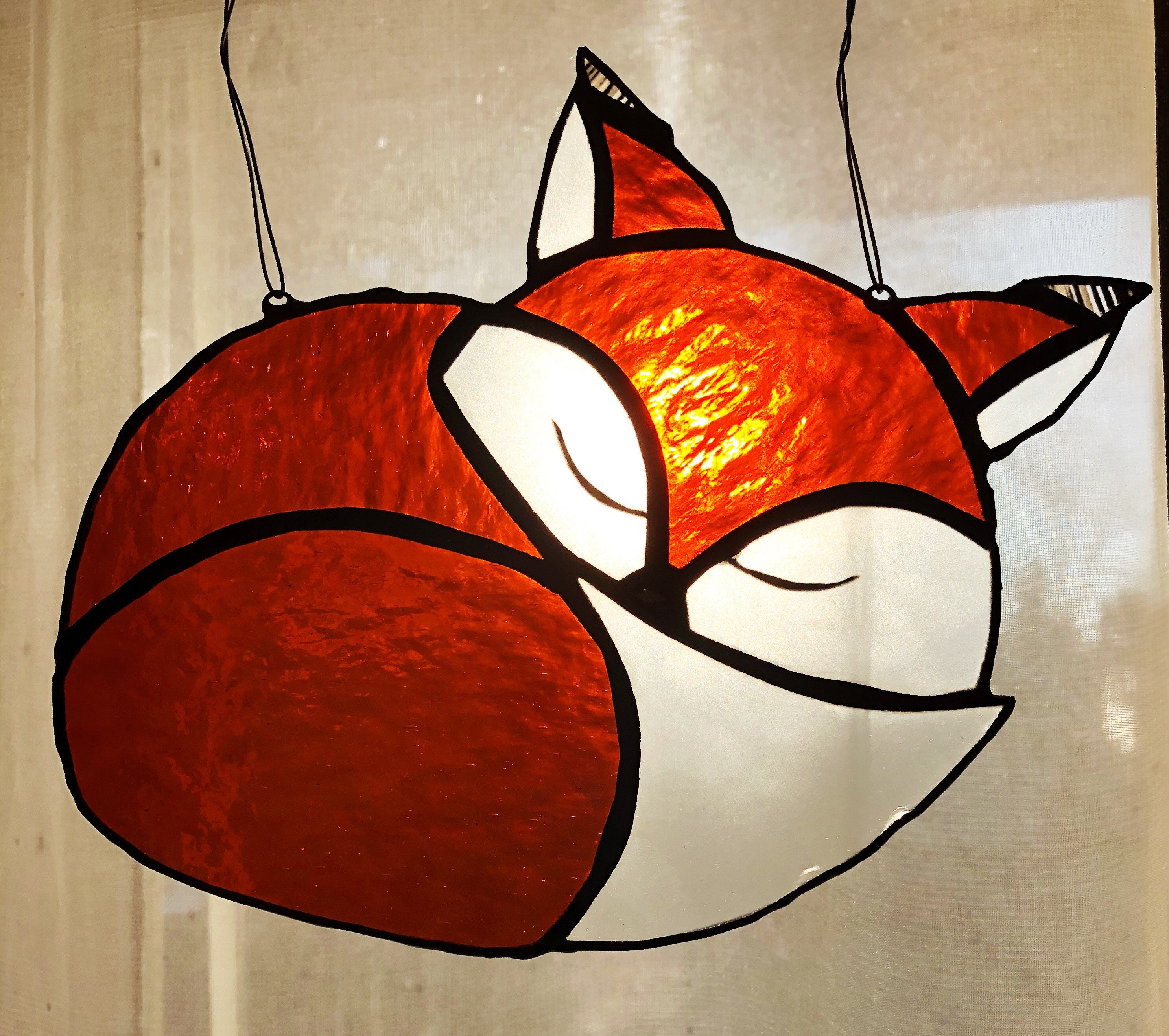 Stained Glass Fox Suncatcher Fox Window Decor Wall Hanging - Etsy