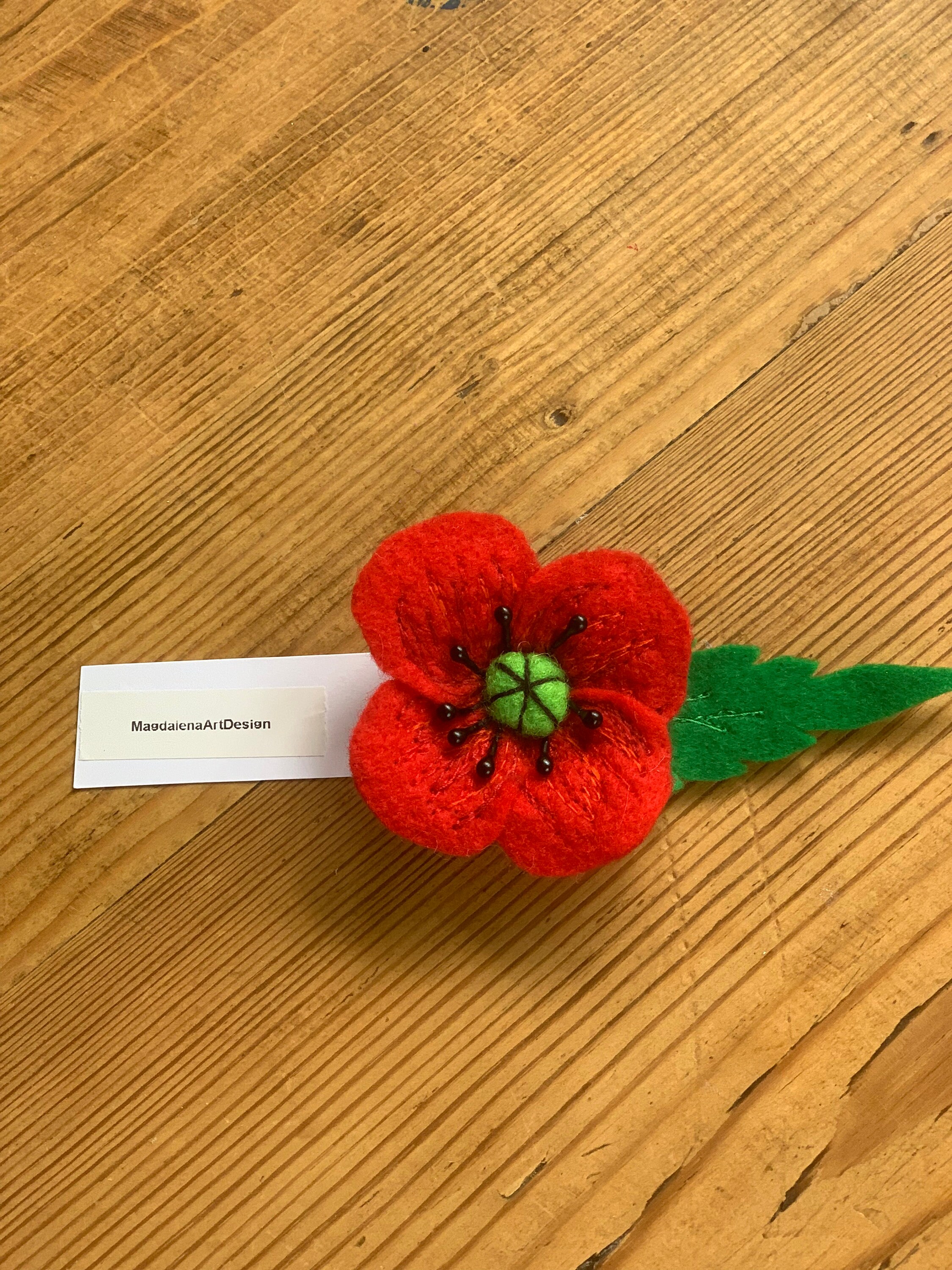 Remembrance Day poppy brooch, bright red pin brooch, poppy felt and ...