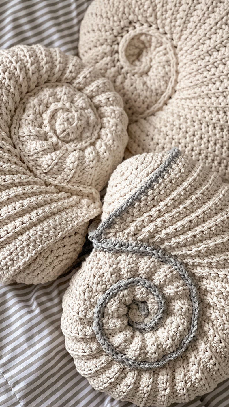 Handmade Crochet Decorative Shell Ammonite Pillows Pumpkin Christmas ...