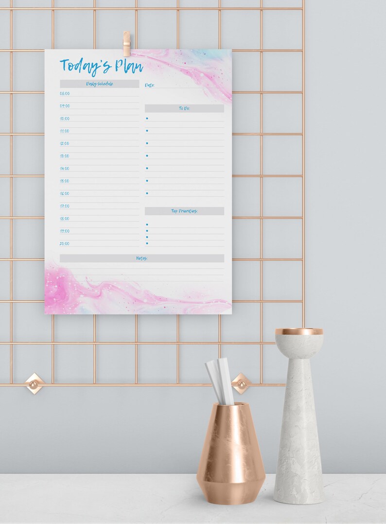 Printable Daily Planner Today's plan beautiful schedule | Etsy