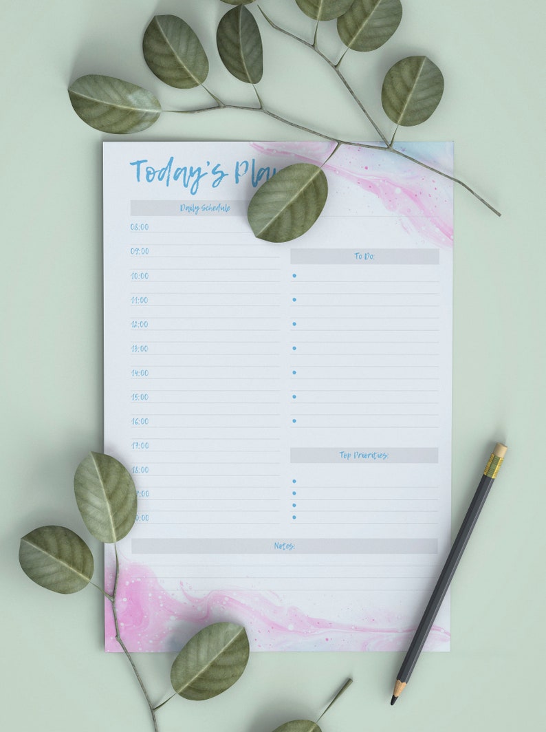 Printable Daily Planner Today's plan beautiful schedule | Etsy