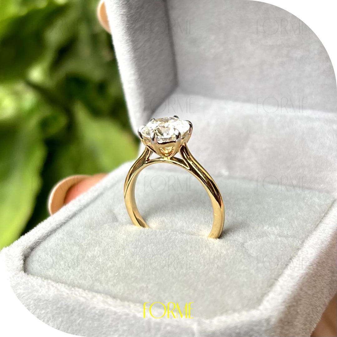 2CT Round Cut Lab Grown Engagement Ring, 925 Silver Proposal Ring, 14K ...